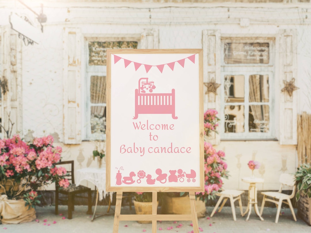 Pink Welcome Home Baby Girl Poster Baby Shower Sign for a - Etsy