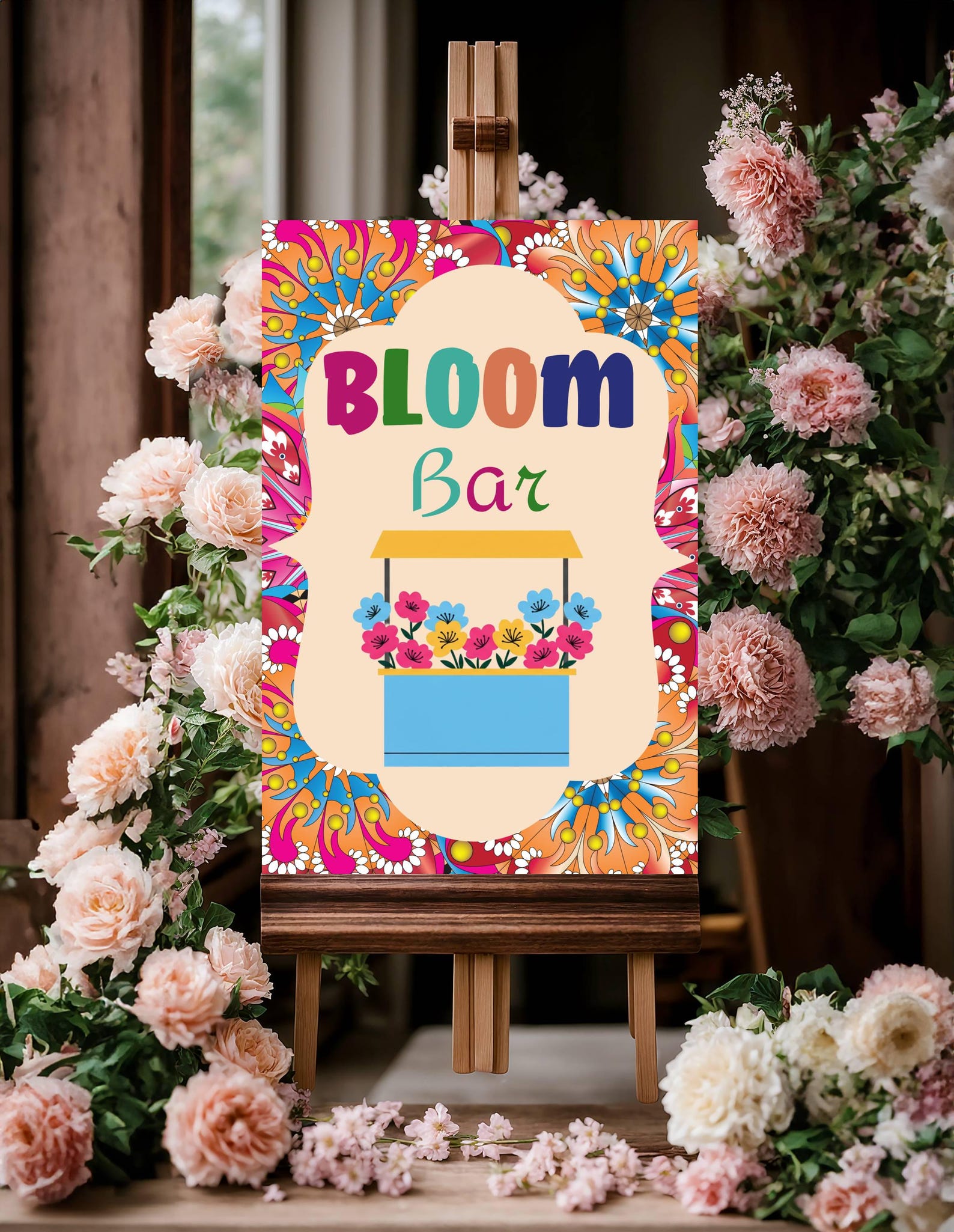 Bloom Bar Sign: Flower Bouquet Cart Poster (digital Download) - Etsy