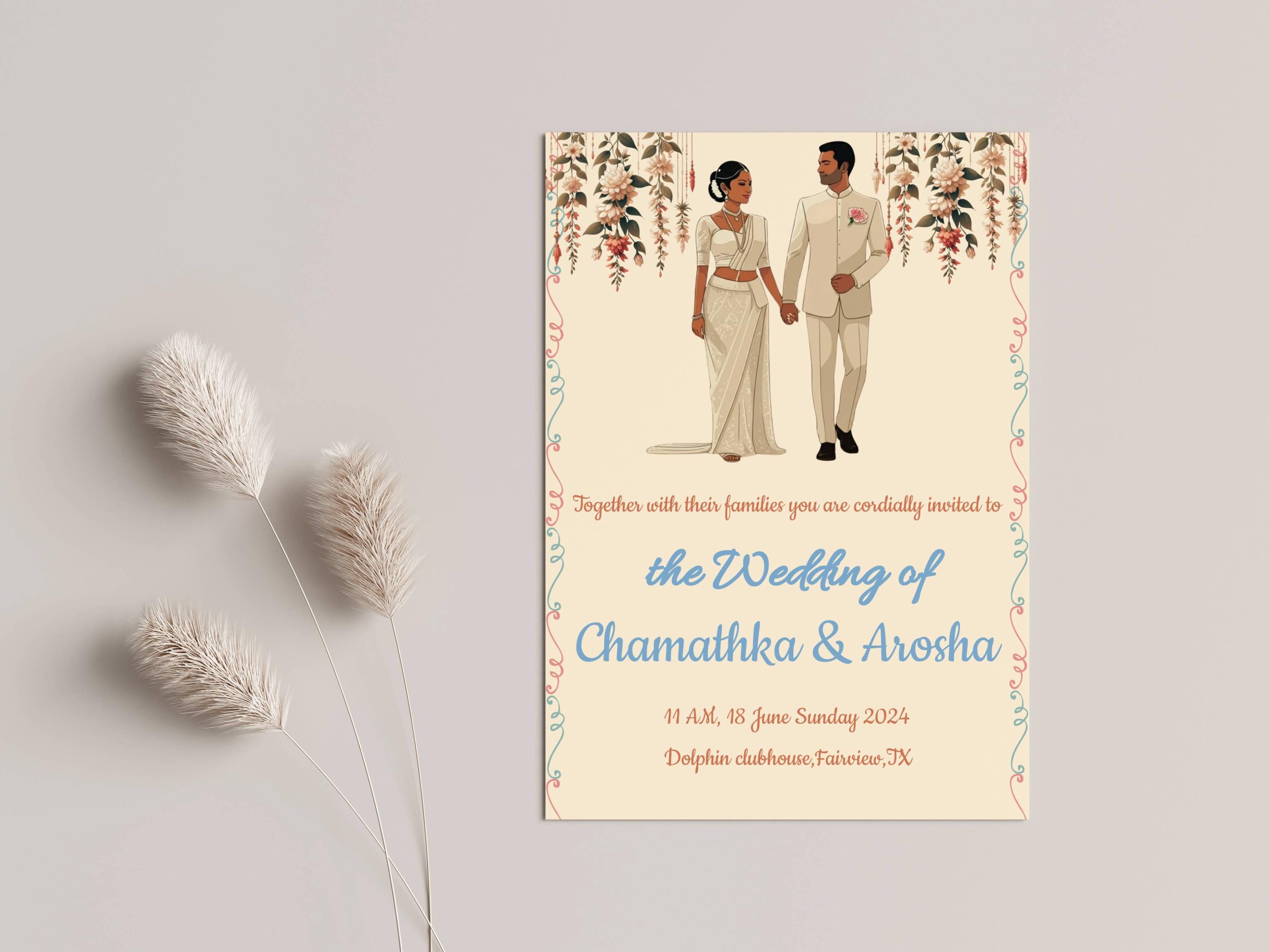 Sri Lankan Traditional Wedding Invitation Card