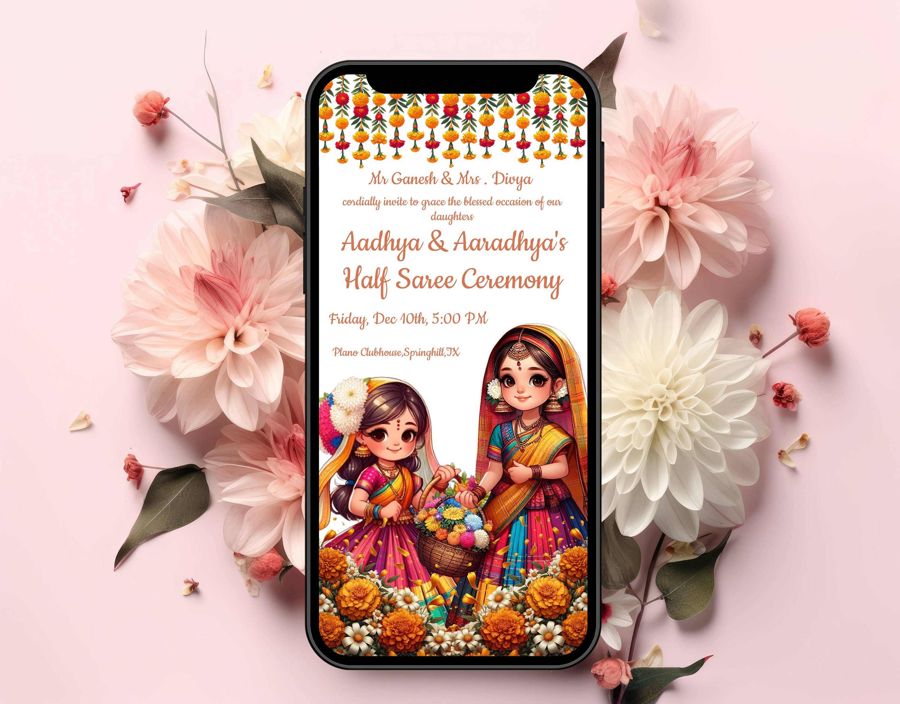 Digital Sisters Half Saree Invites & Langa Voni Invitations,electronic ...