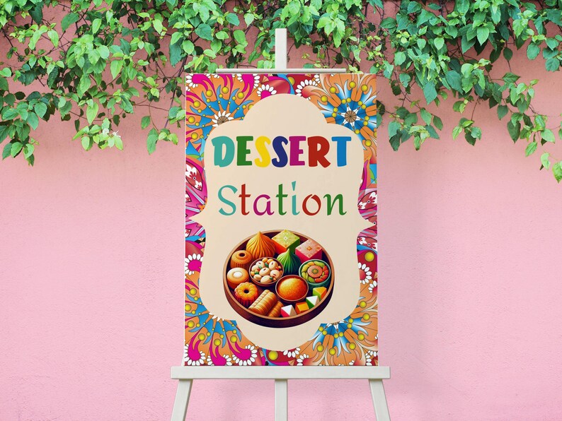 Indian Food Stall Sign, Desi Food Station Signs Wedding Decor & Dessert ...