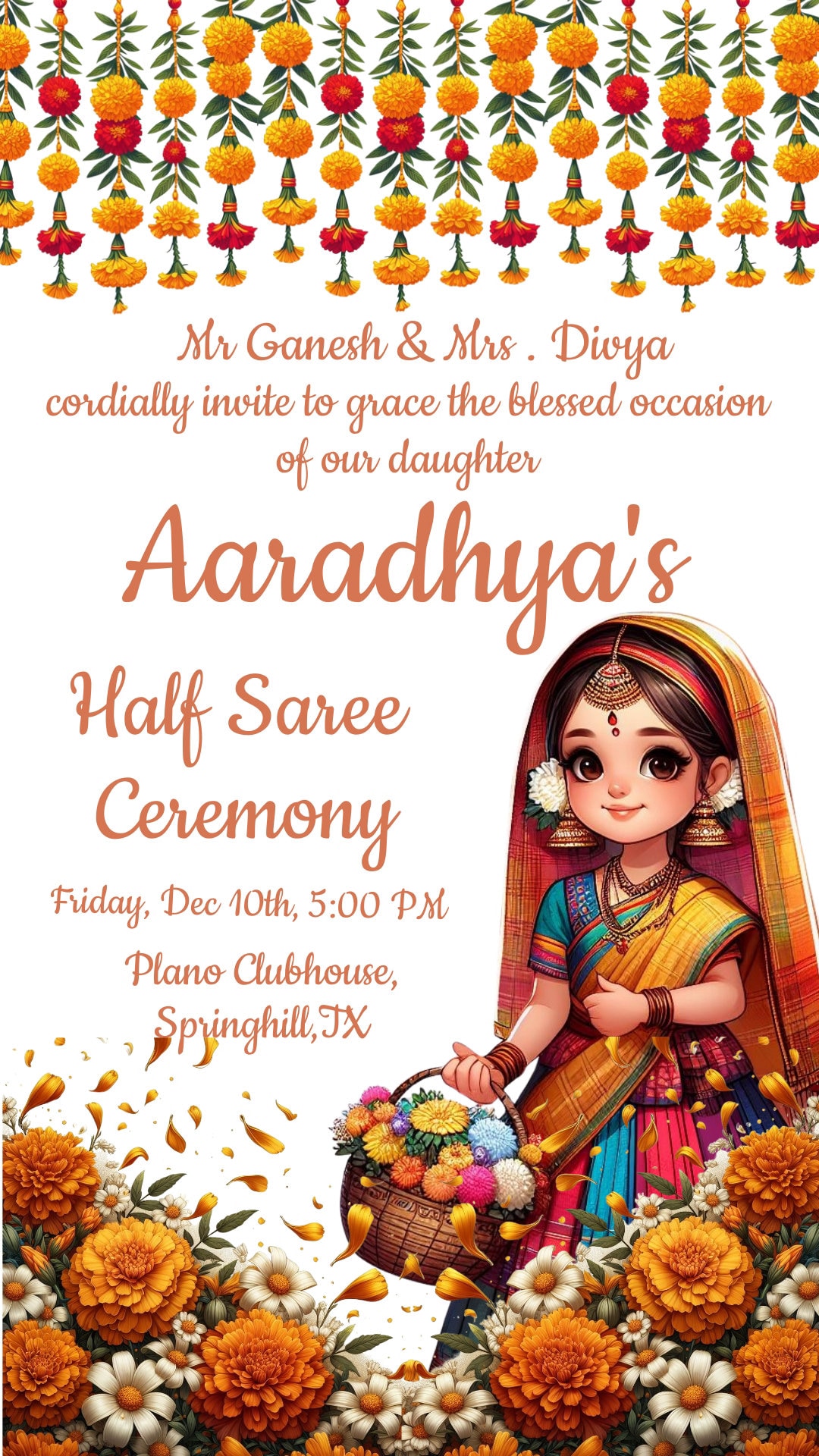 Digital Half Saree Invites & Langa Voni Invitations, Electronic Half ...