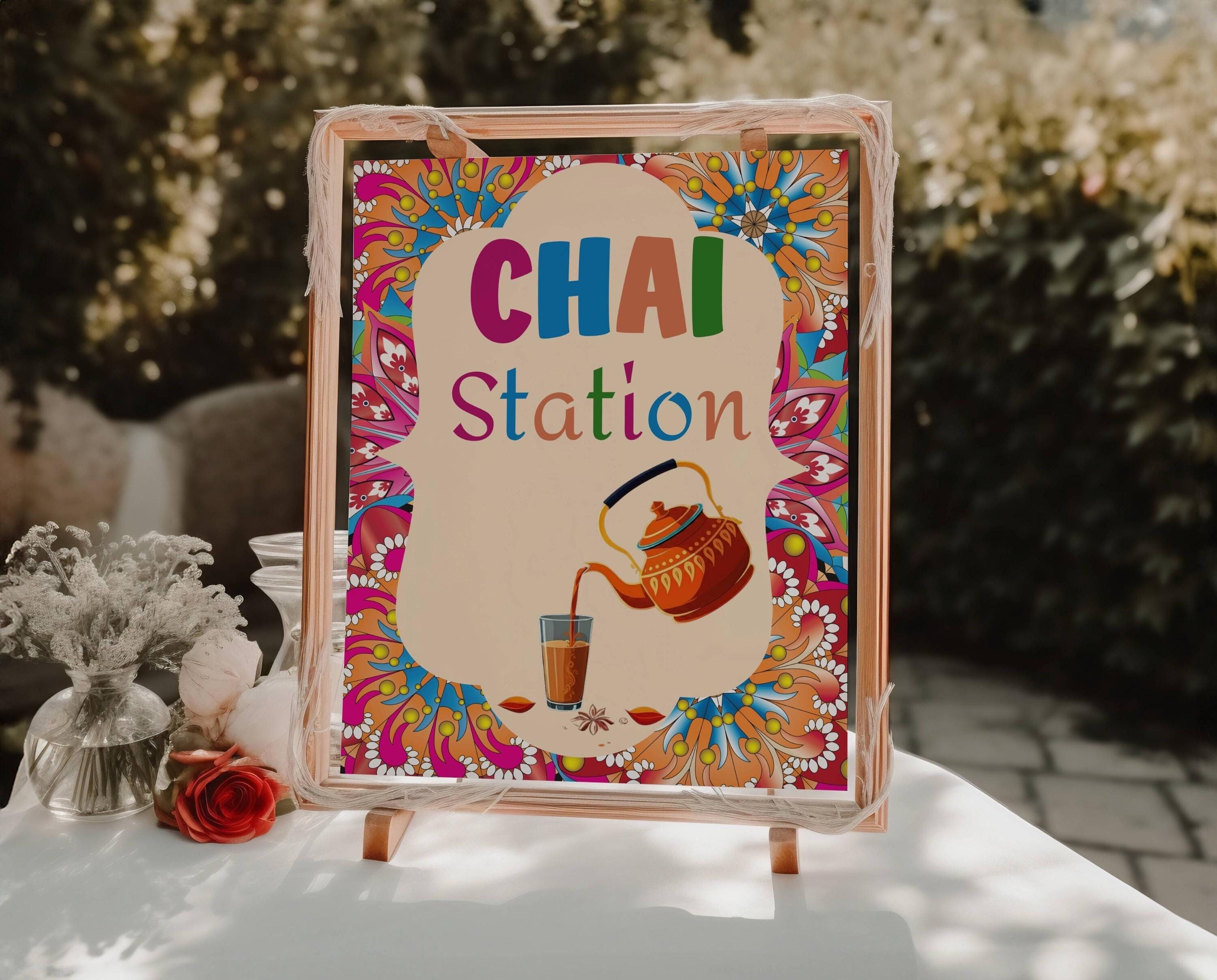 Chai Station Sign | Indian Chai Table Sign & Indian Food Station Sign ...