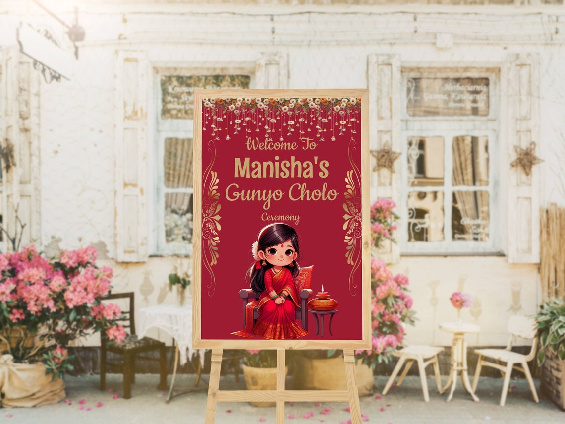 Gunyo Cholo Invite,gunyo Choli as Sign Board, Nepali Half Saree ...