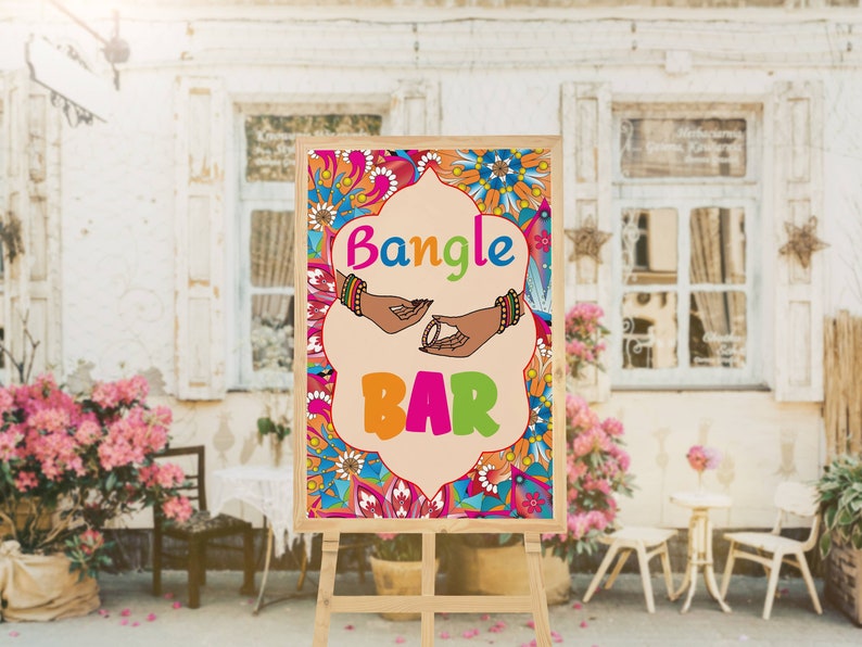 Bindi and Bangle Wedding Welcome Sign, Bangle Ceremony Indian Wedding ...