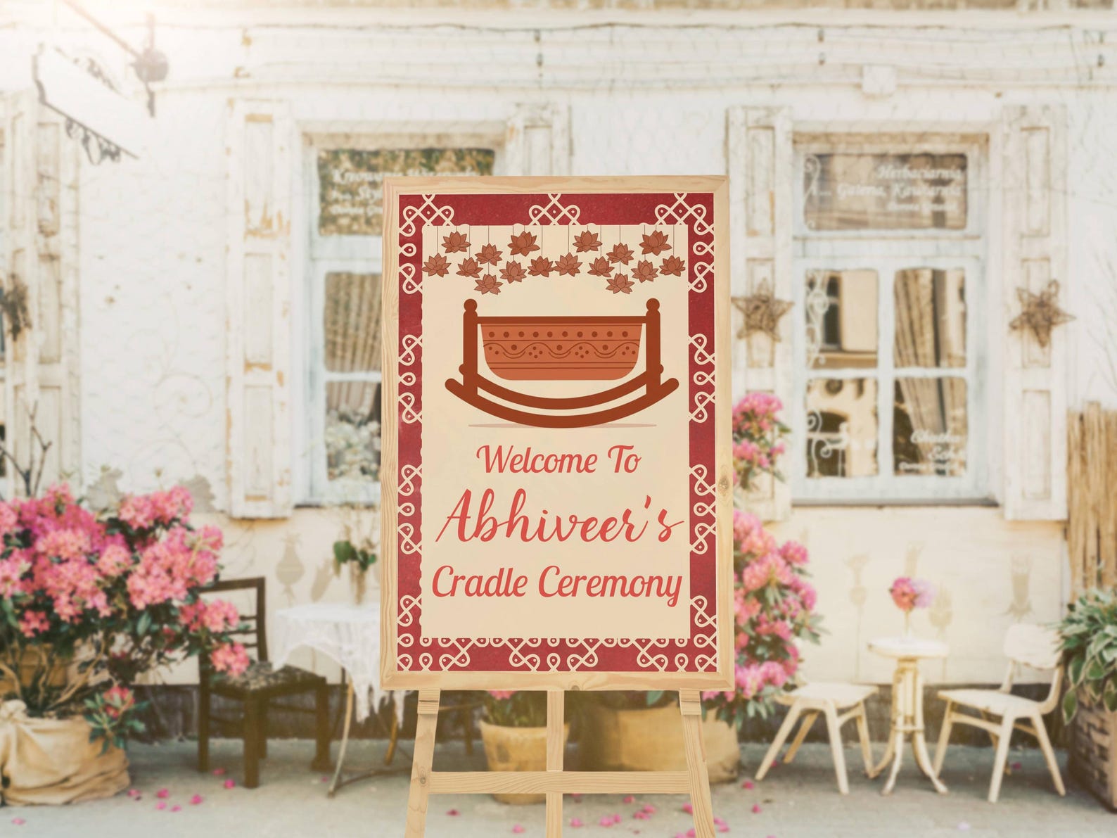 Kolam Cradle Ceremony Welcome Sign: Indian Baby Naming (digital ...