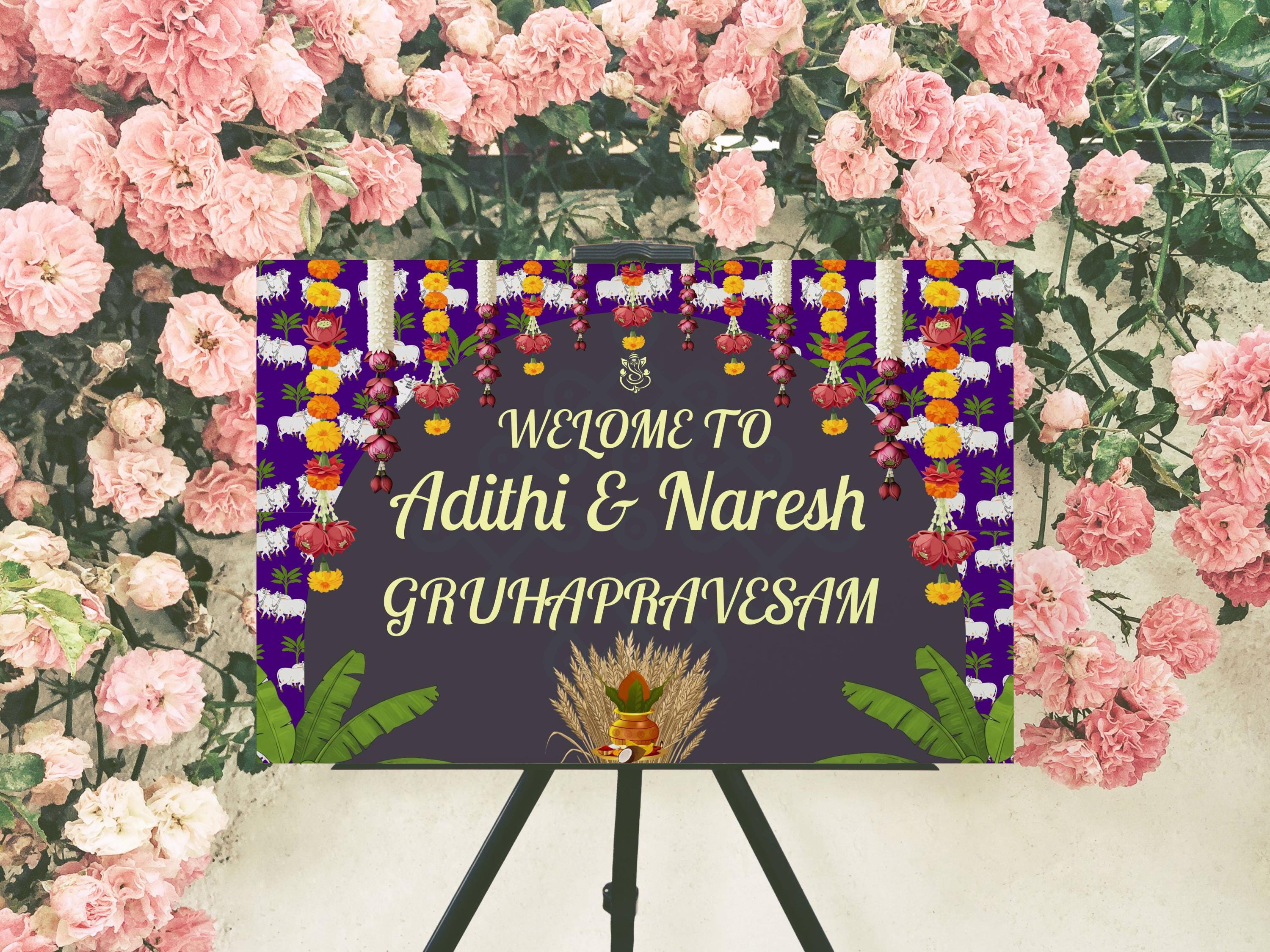 Pichwai Grihapravesham Housewarming Sign, Grah Shanti Sign, Pichwai ...