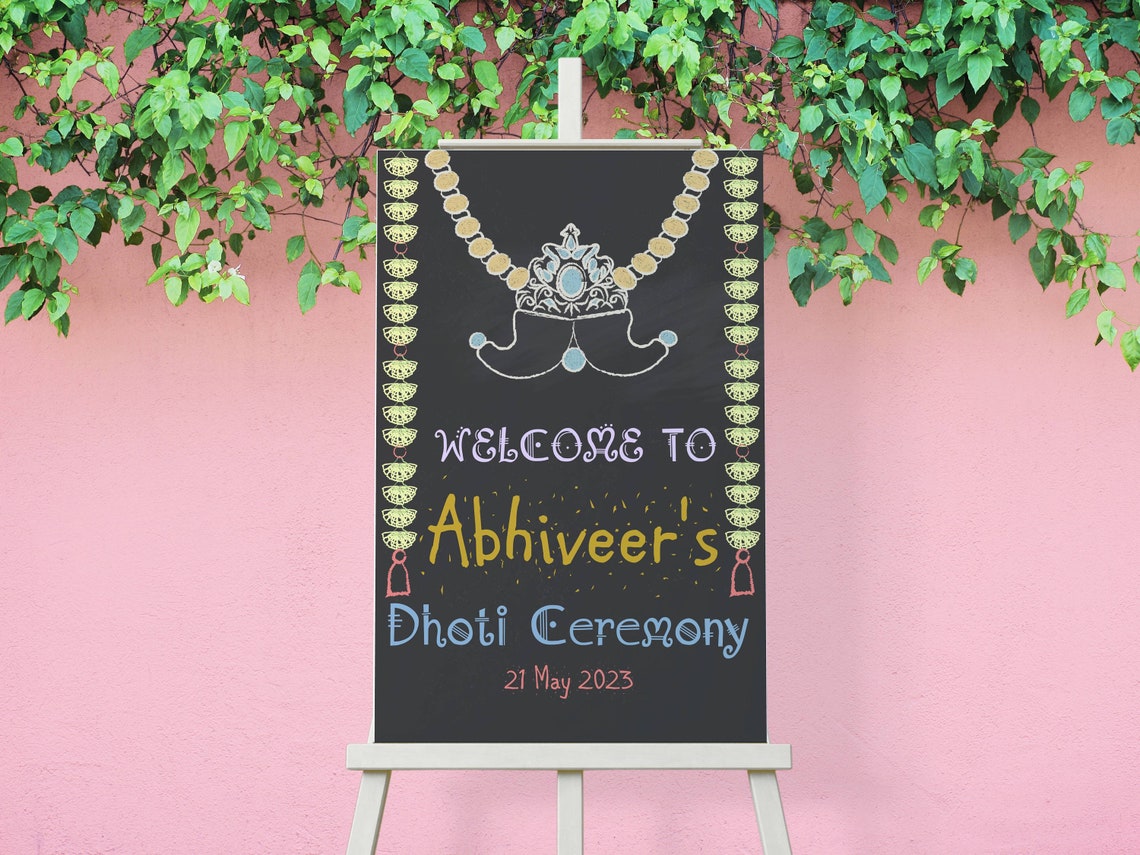 Dhoti Ceremony Welcome Sign, Pancha Kattu Invitation Sign, Boy Dhoti ...