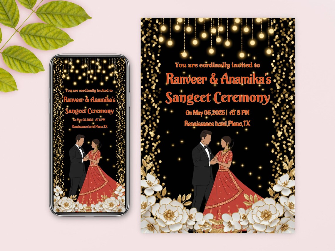 Sangeet Invitation, Customizable Invitation for Sangeet Party, Indian ...