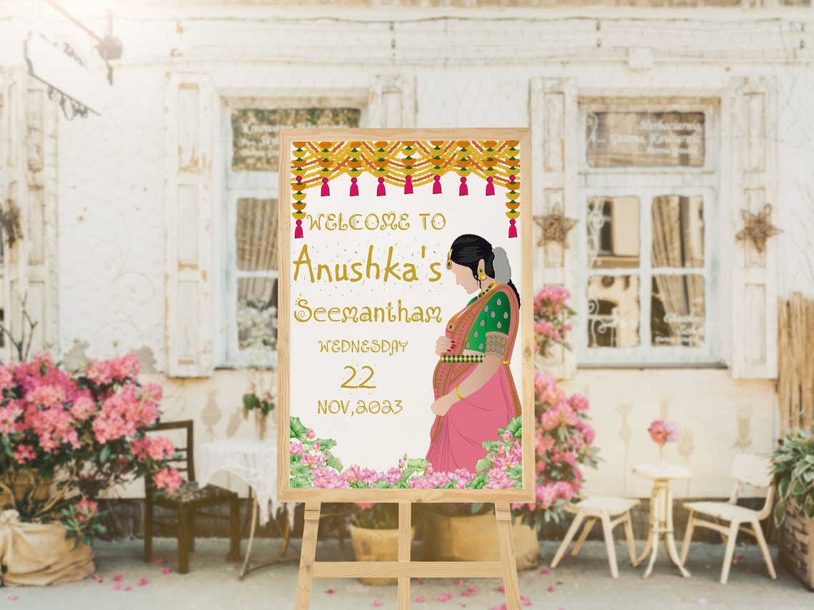 Indian Baby Shower Seemantham Welcome Sign, Seemantham Ceremony Boy ...