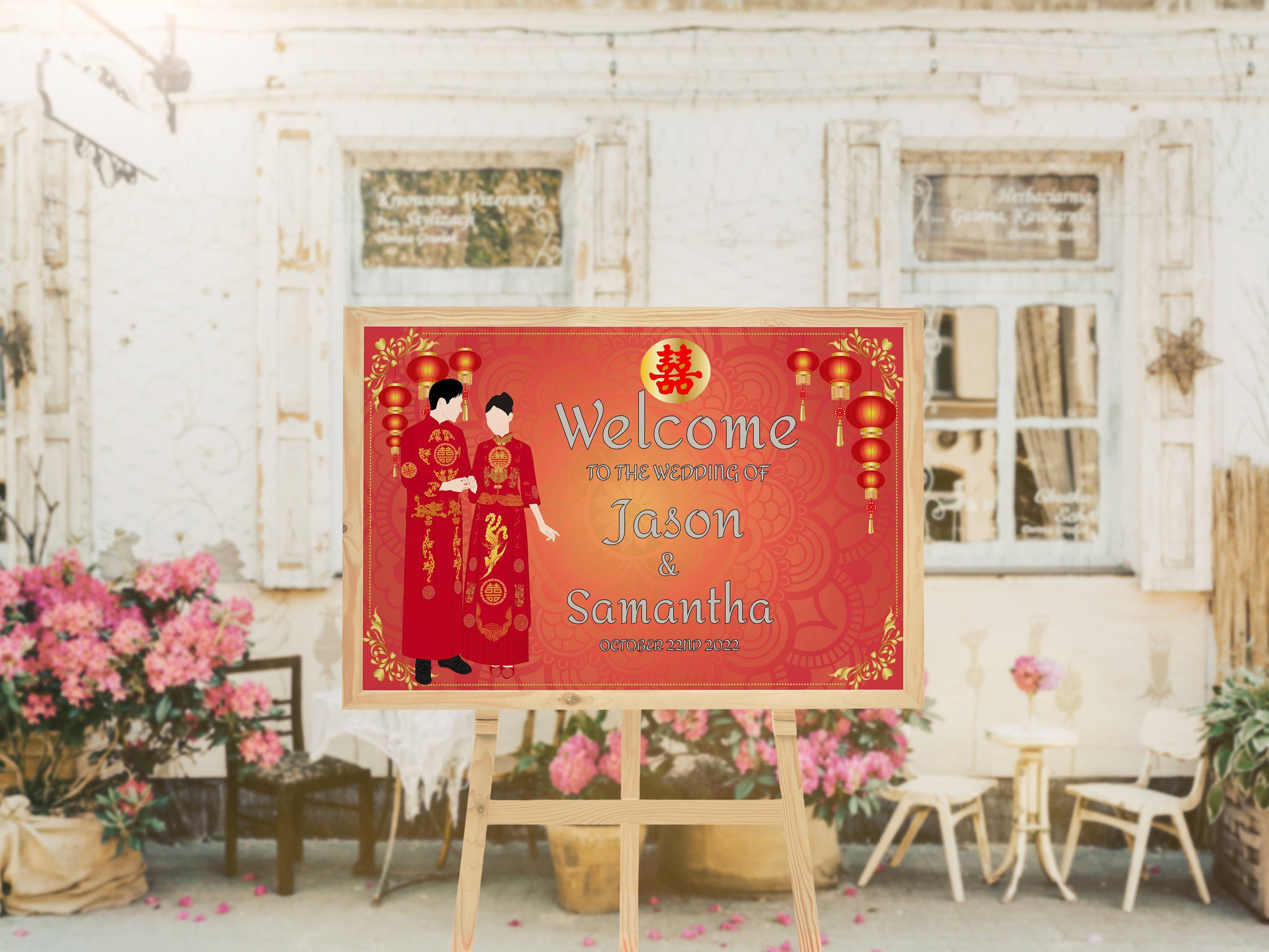 Chinese Wedding Poster for Instant Download, Mandarin Wedding Welcome ...