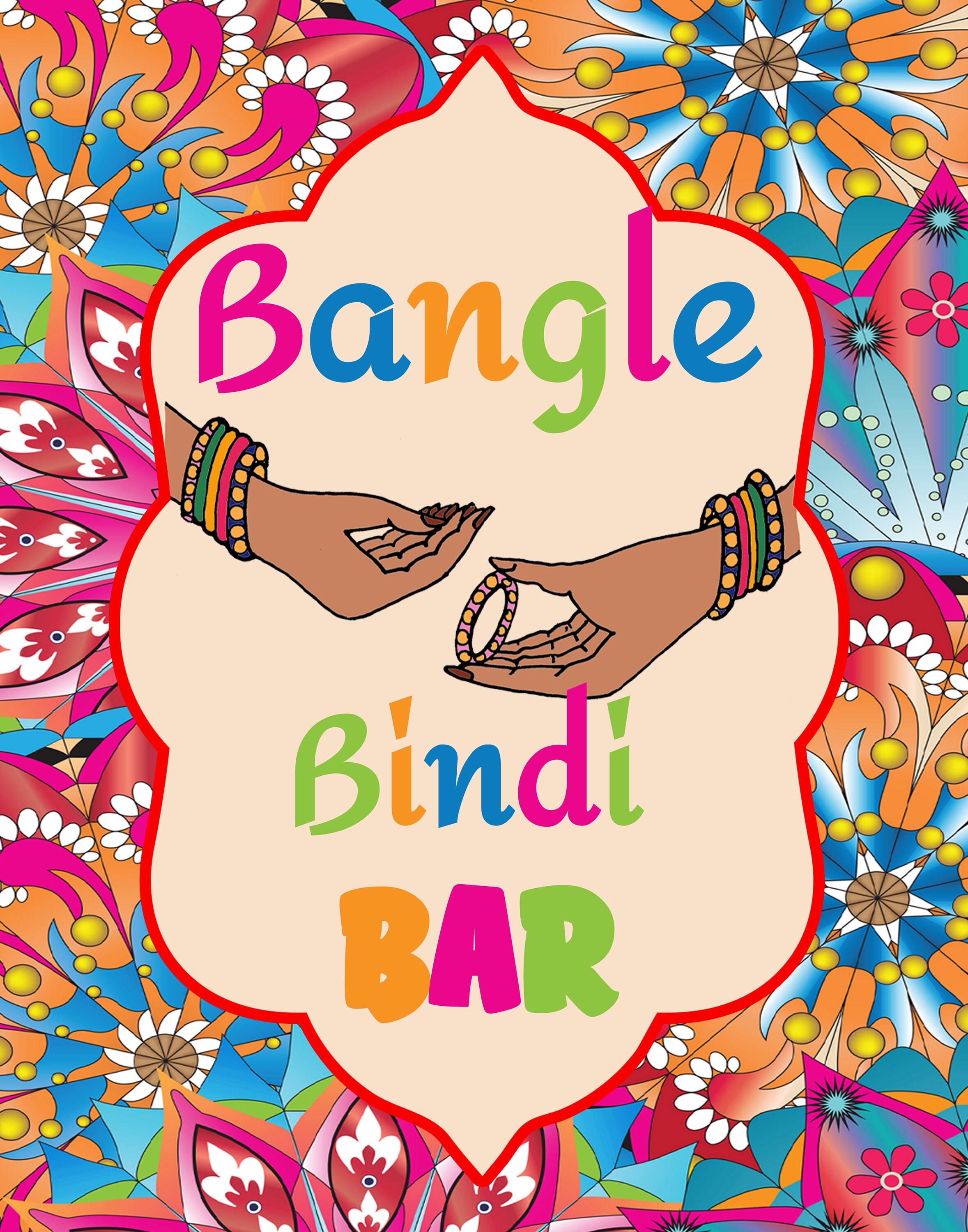 Bindi and Bangle Wedding Welcome Sign Bangle Ceremony Indian - Etsy UK