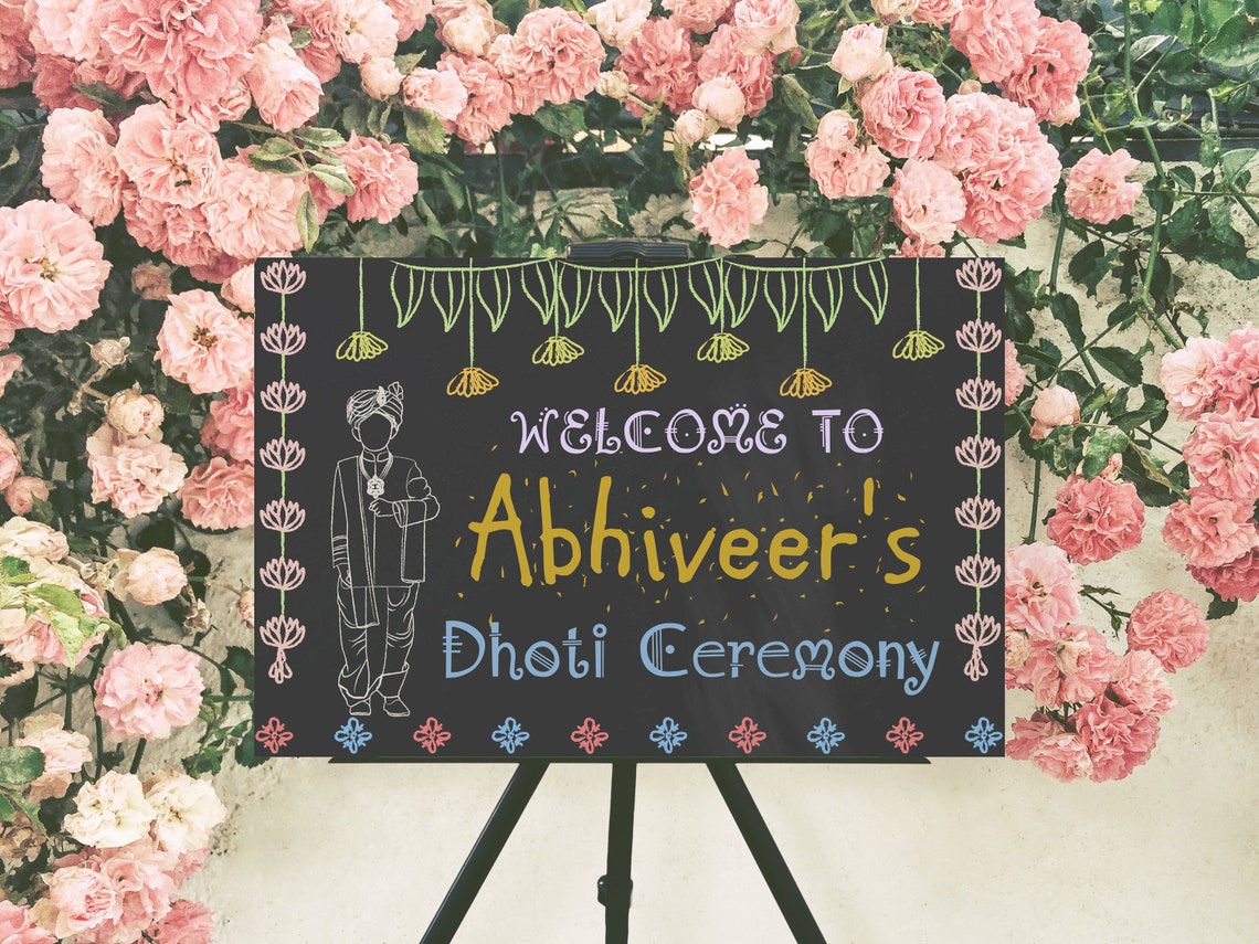 Dhoti Ceremony Welcome Sign, Pancha Kattu Invitation Sign, Boy Dhoti ...