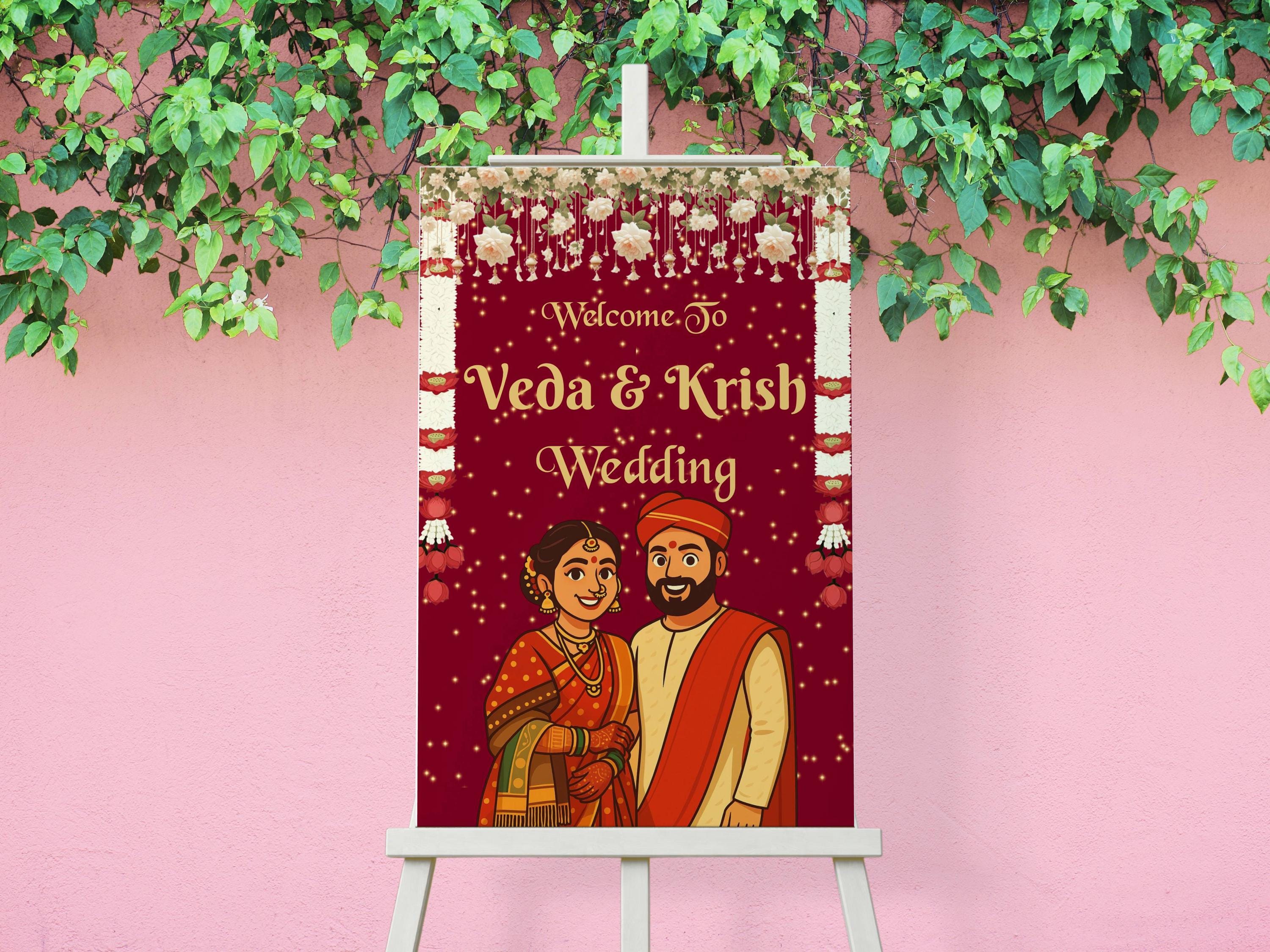 Maharashtrian Wedding Welcome Sign, Indian Wedding Welcome Board for ...