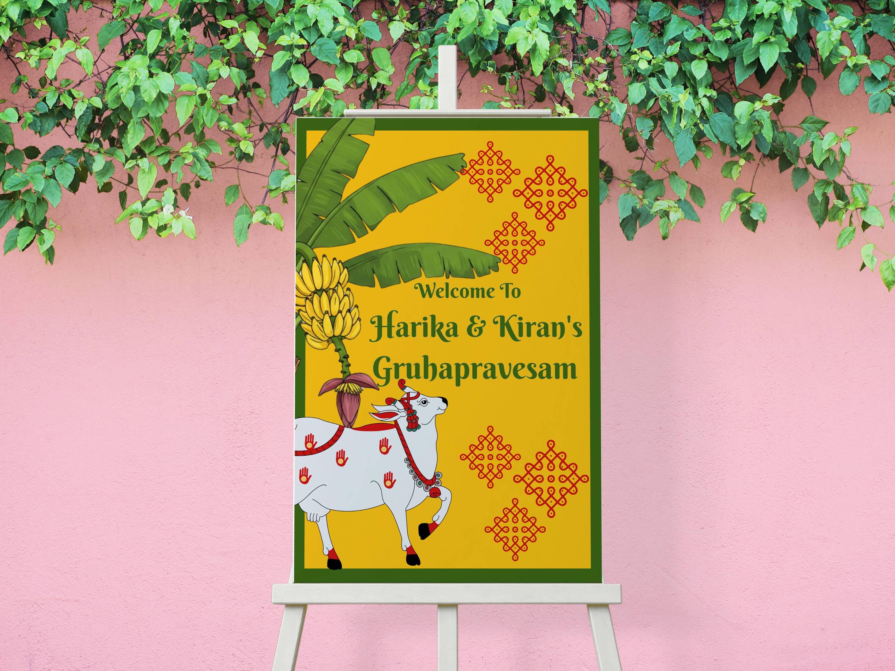 South Indian Housewarming Welcome Sign: Griha Pravesh Puja (digital ...