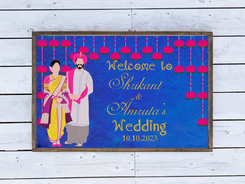 Maharashtrian Wedding Welcome Sign, Indian Wedding Welcome Board for ...