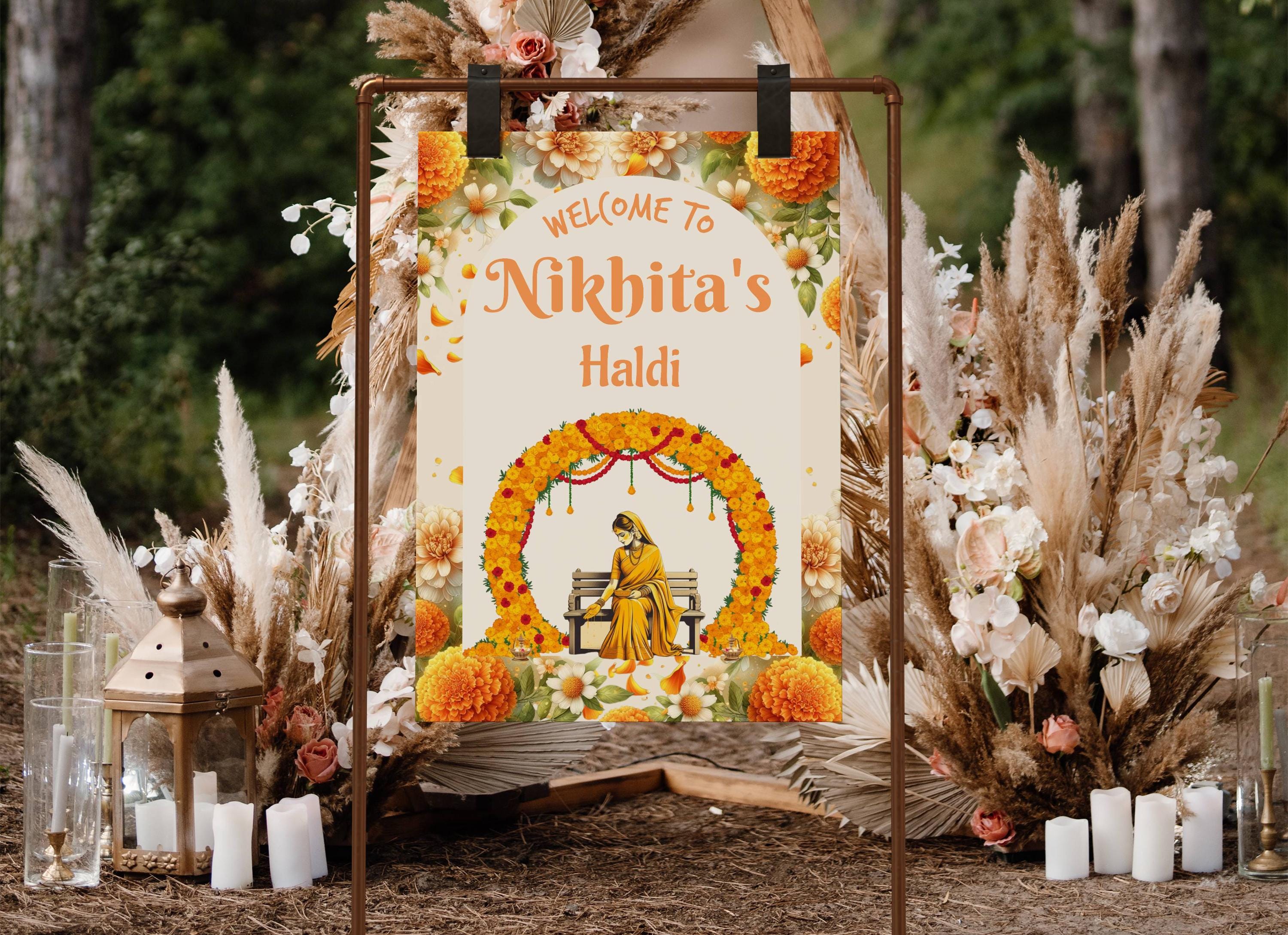 Haldi Ceremony Wedding Welcome Sign, Indian Wedding Printable Sign for ...