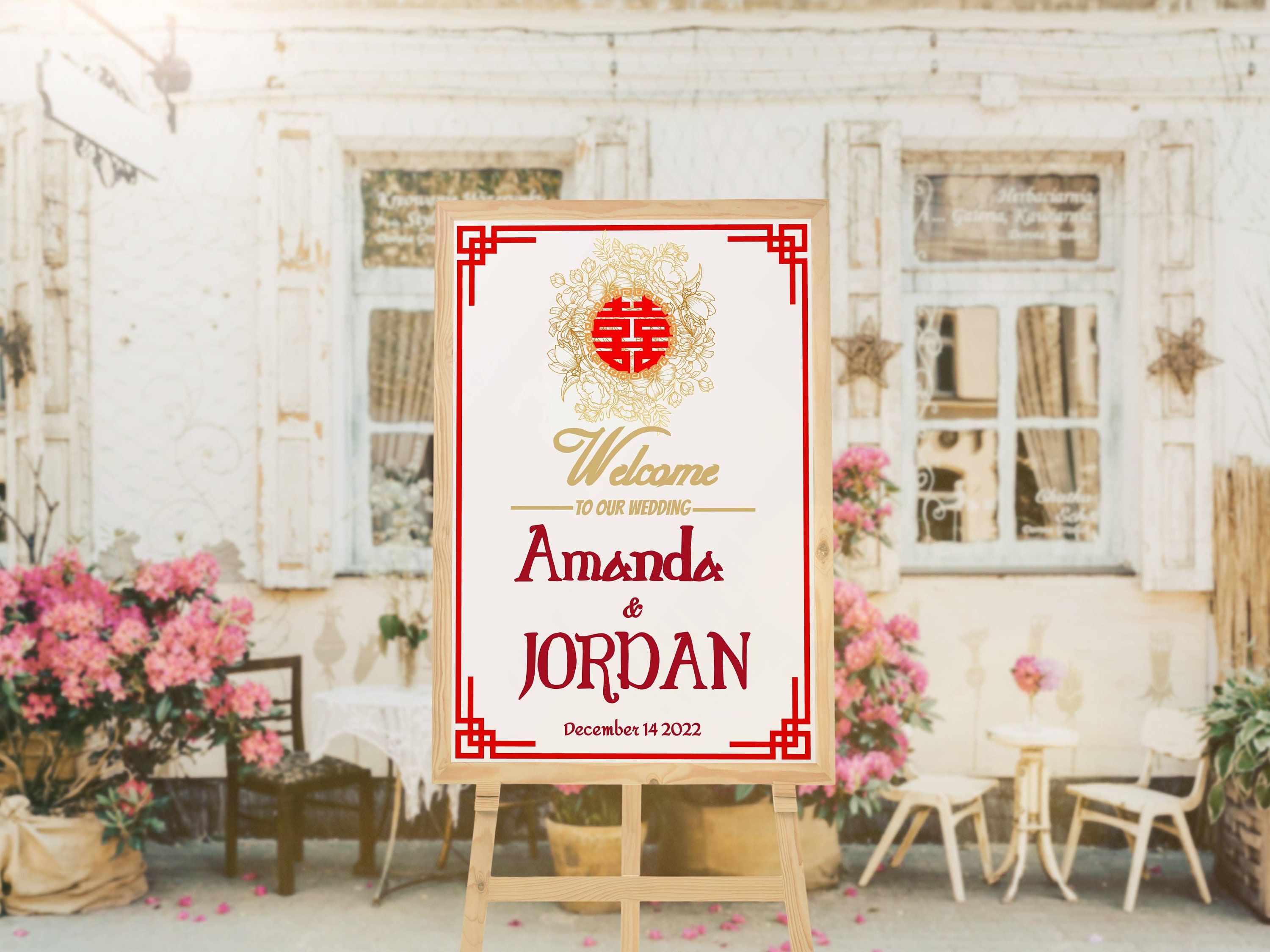 Chinese Wedding Sign Printable Digital Template, Mandarin Wedding ...