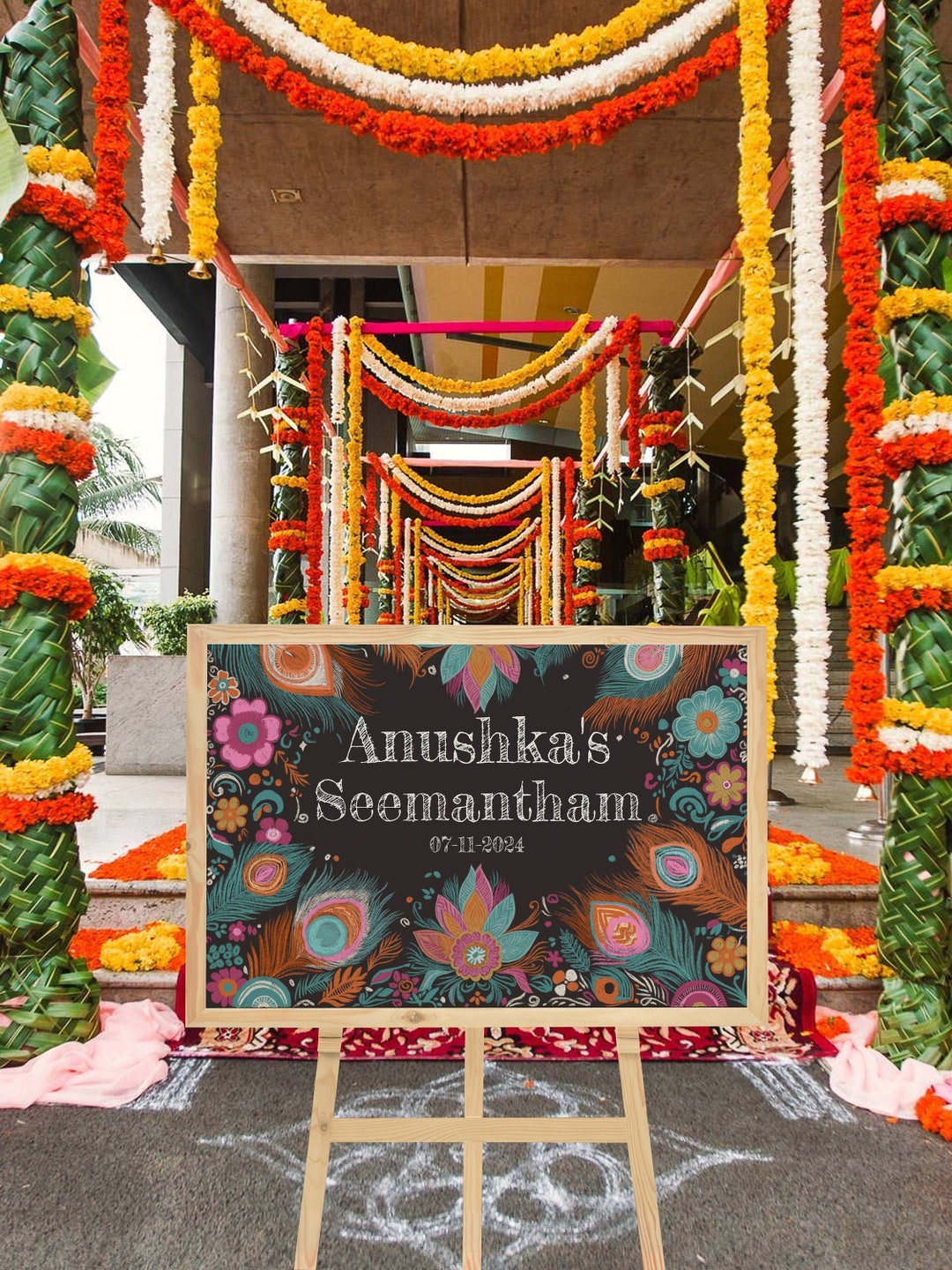 Chalkboard Seemantham Sign,indian Baby Shower Seemantham Welcome Sign ...