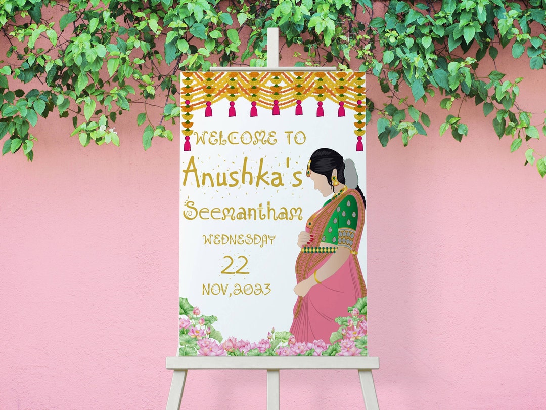 Buy Indian Baby Shower Seemantham Welcome Sign, Seemantham Ceremony Boy ...
