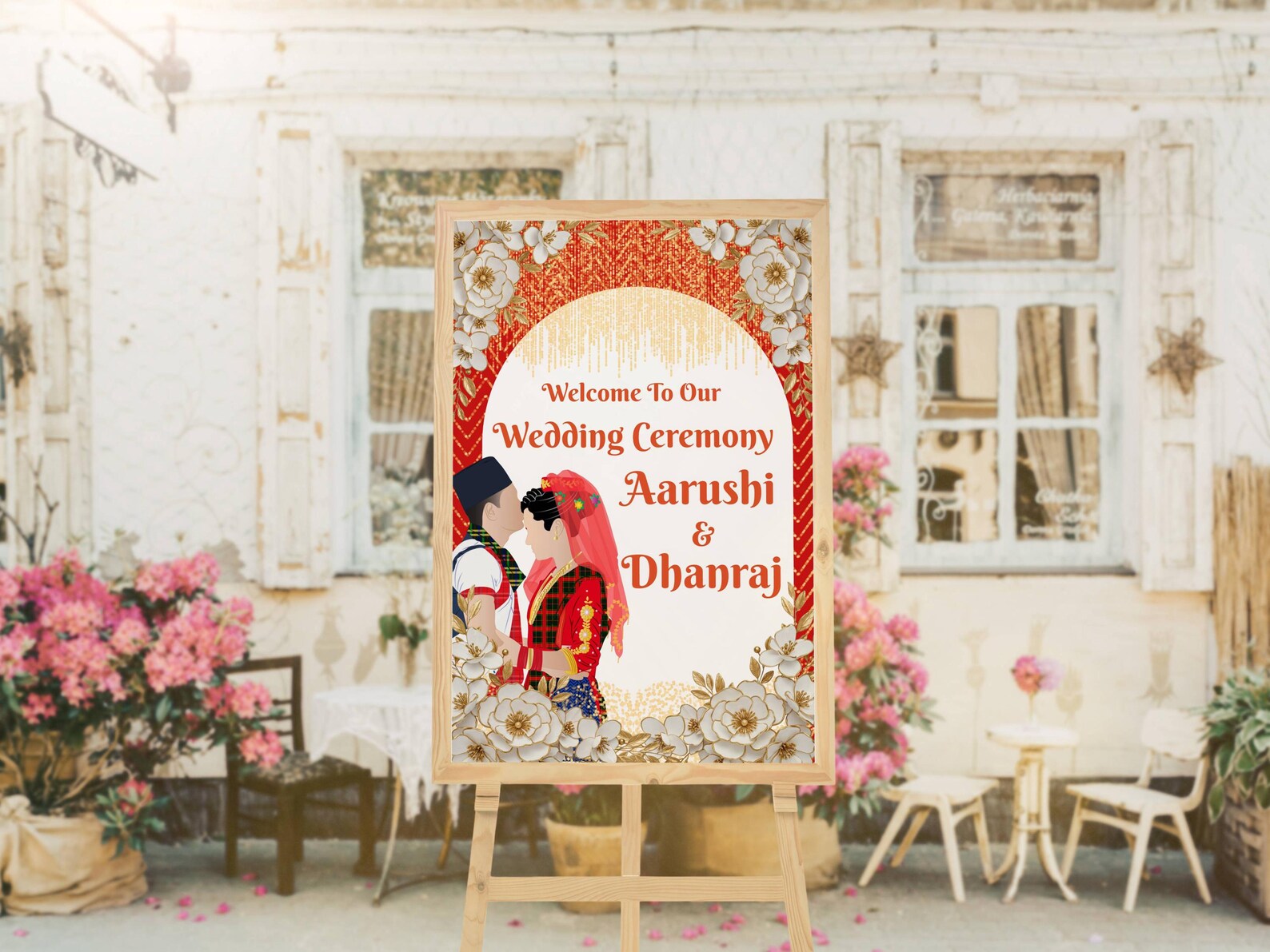 Nepali Wedding Welcome Sign for Gurung Nepali Couple, Nepali Wedding ...