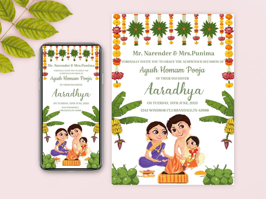 Ayush Homan Ceremony Mobile Invitation in Traditional Theme| Ayush ...
