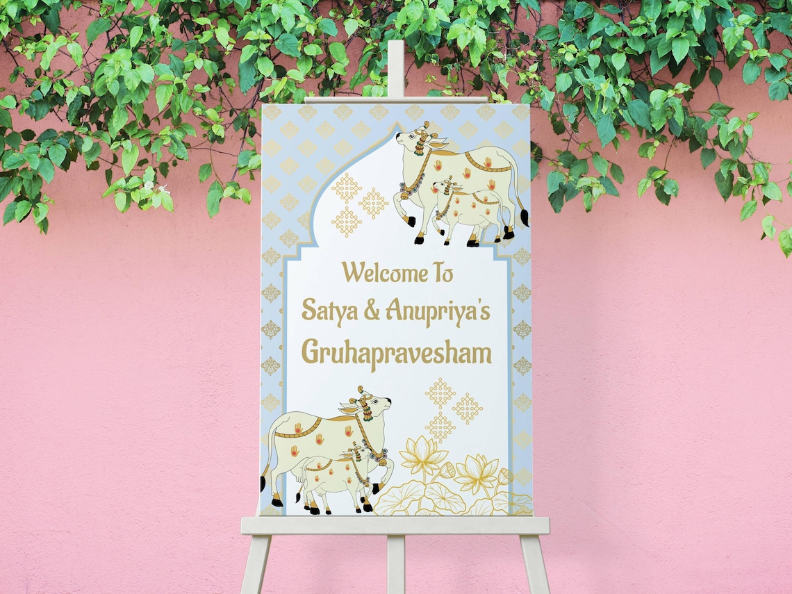 Pichwai Gruhapravesam Sign: Hindu Housewarming Welcome (digital ...
