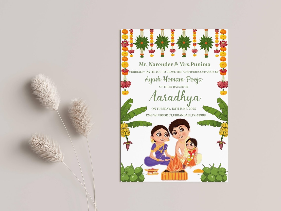 Ayush Homan Ceremony Mobile Invitation in Traditional Theme| Ayush ...