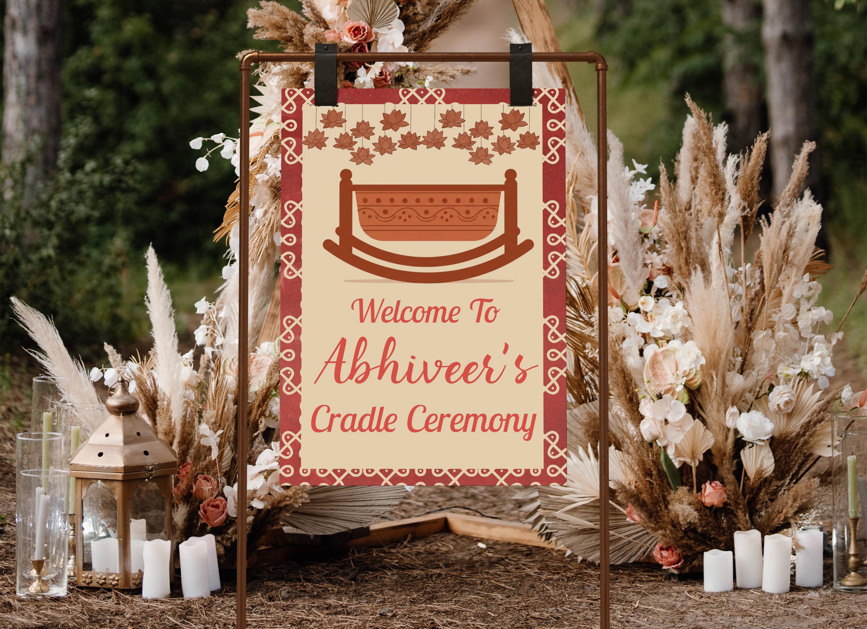 Kolam Cradle Ceremony Welcome Sign: Indian Baby Naming (digital ...