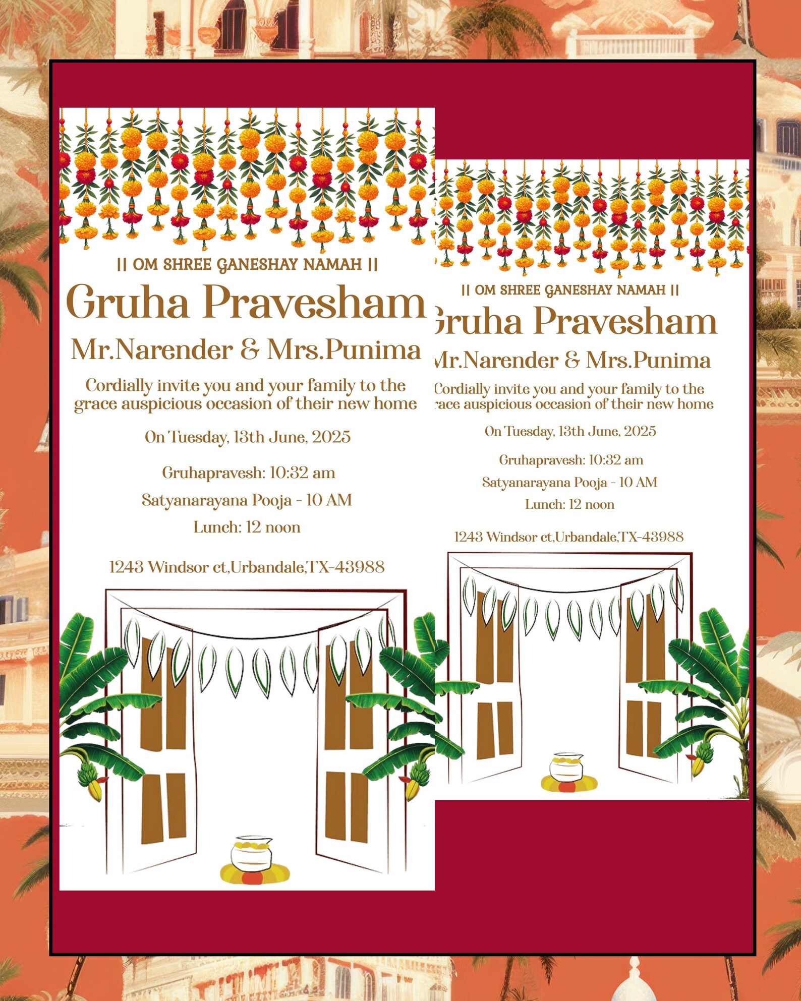 Gruhapravesham Invitation & Grihapravesh Invite, Indian Housewarming ...