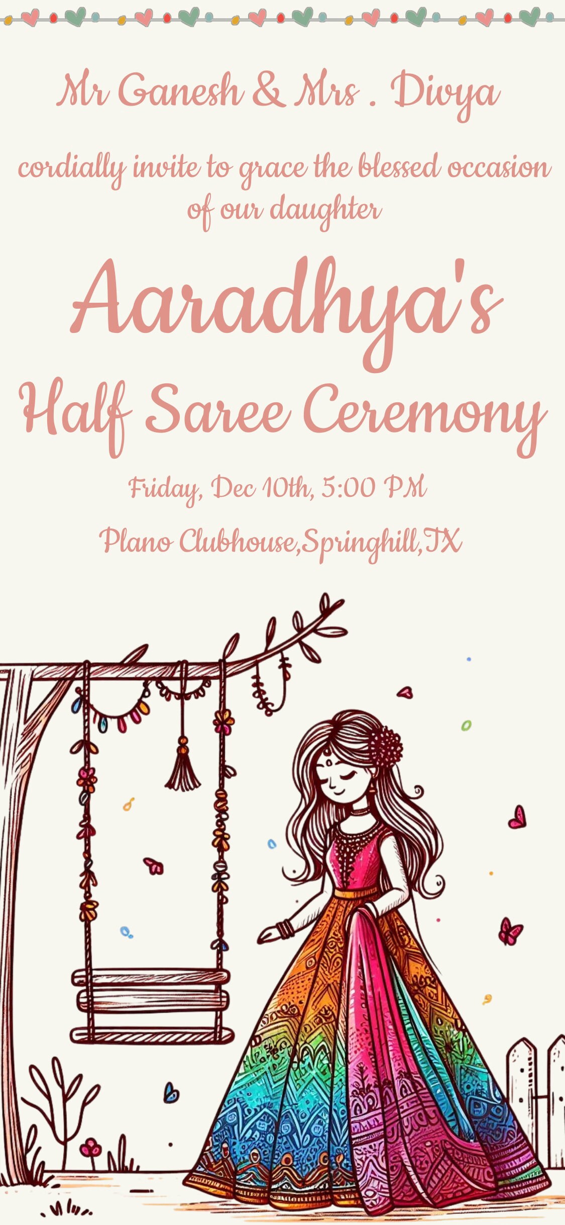 Digital Half Saree Invites & Langa Voni Invitations, Electronic Half ...