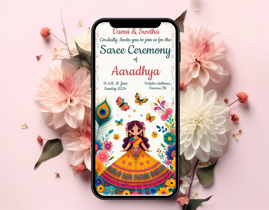 Pattu Pavadai Ceremony Mobile Invite,voni Function as Watsapp,half ...