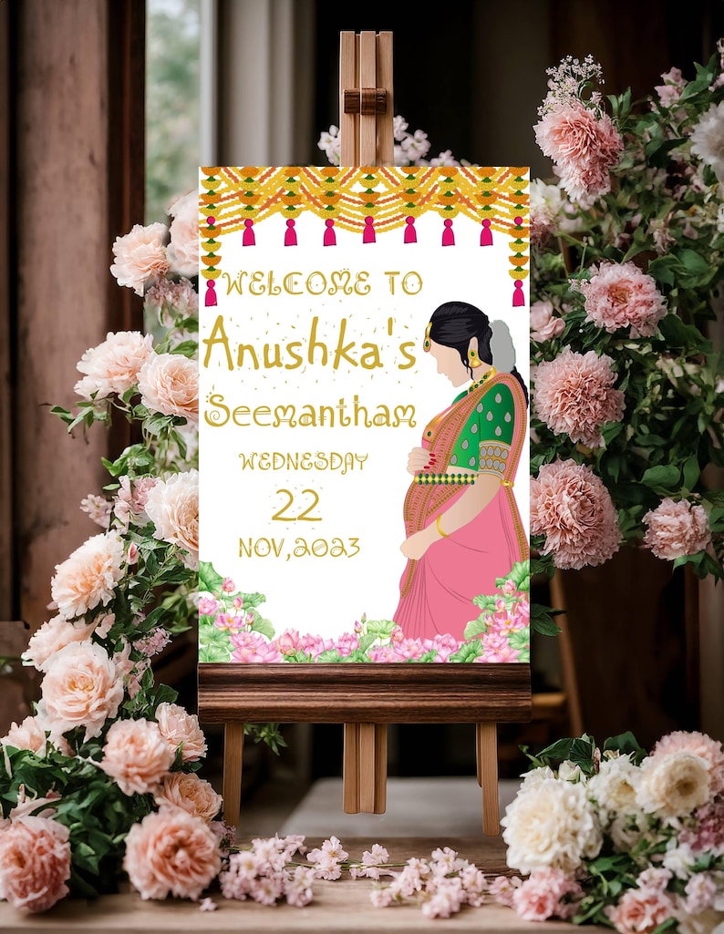 Indian Baby Shower Seemantham Welcome Sign, Seemantham Ceremony Boy ...