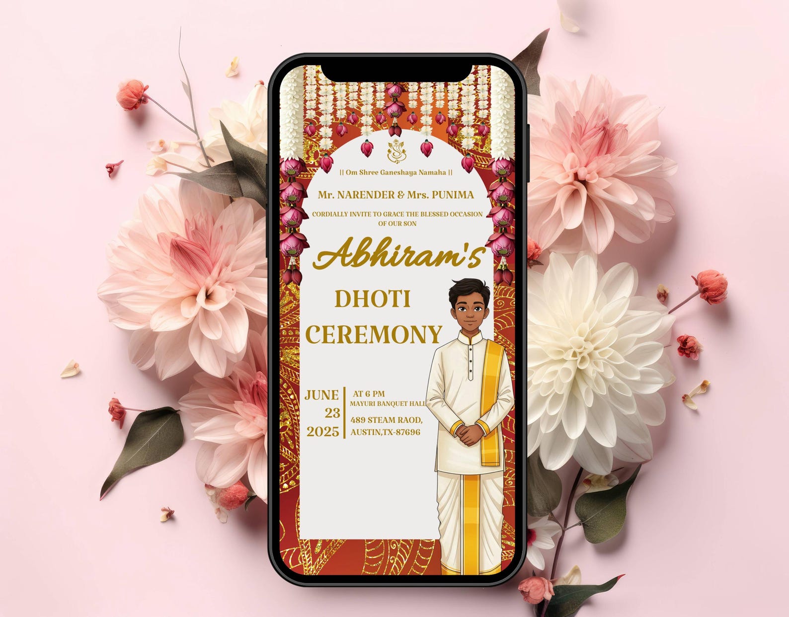 Dhoti Ceremony Invitation for Dhothi Function Invitation,panchalu ...