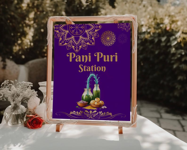 Pani Puri Station Sign: Indian Wedding Food Poster (digital Download ...