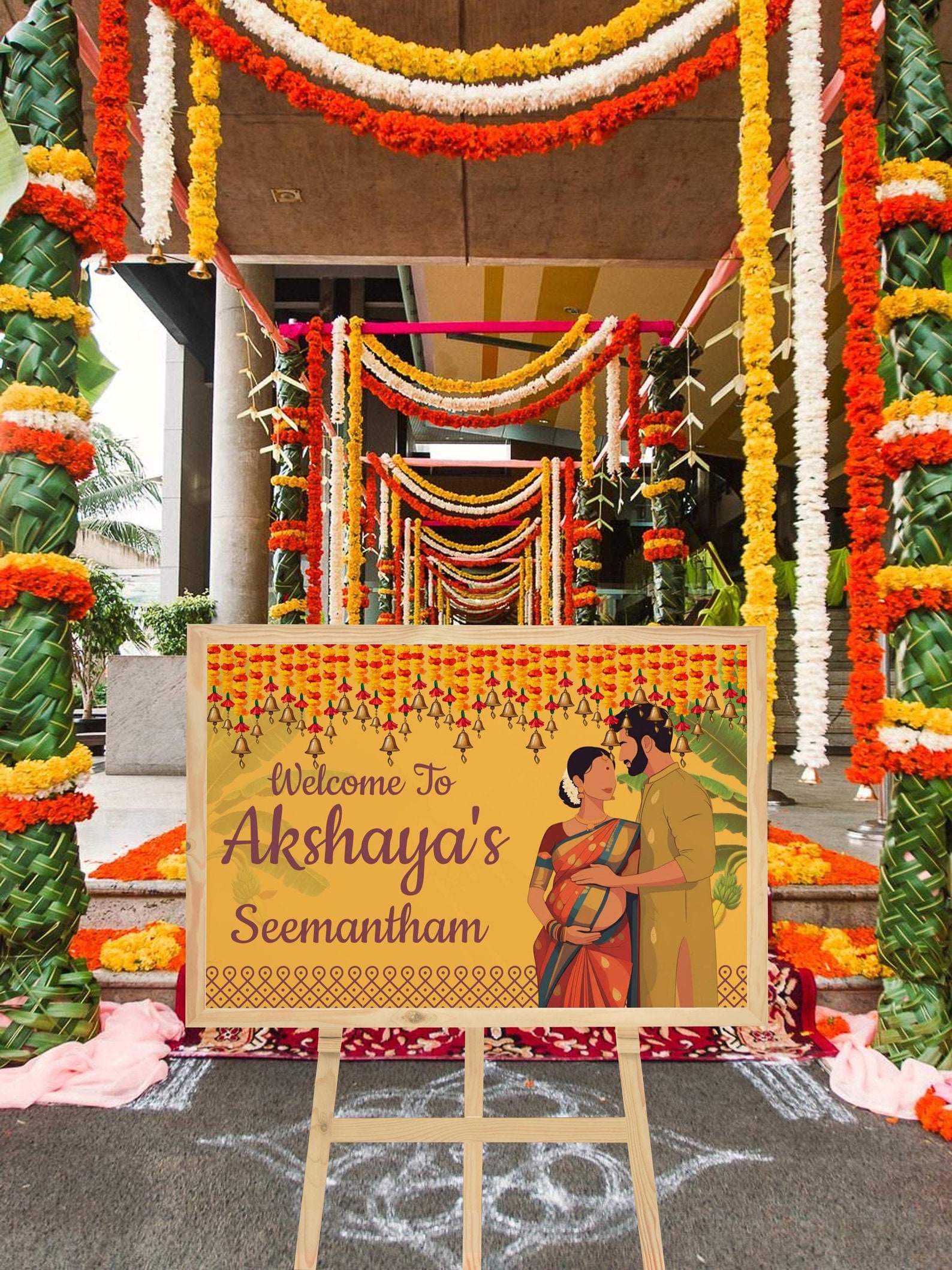 Baby Shower Welcome Sign, Indian Baby Shower as Valaikappu Sign, Godh ...