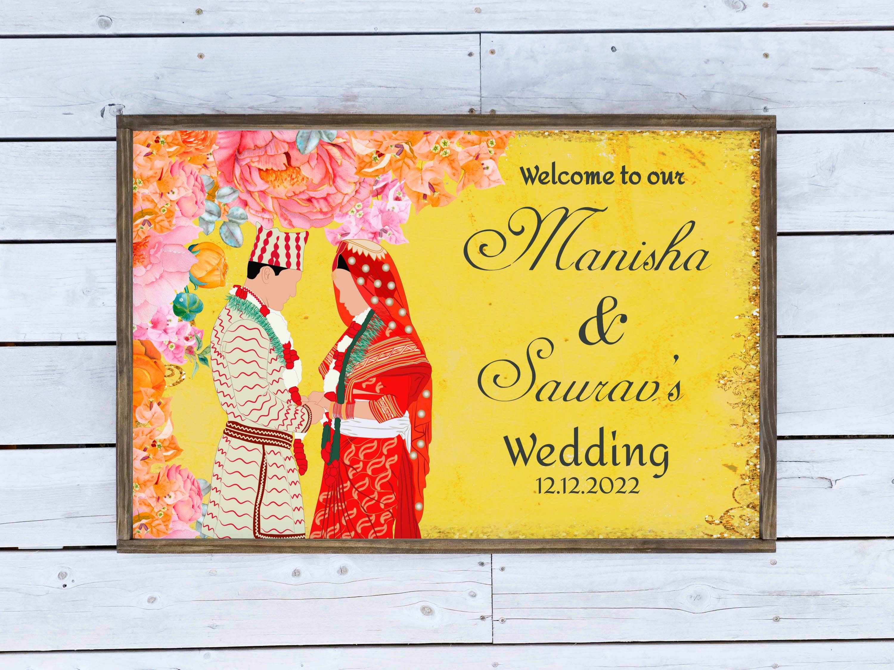 Nepali Wedding Welcome Sign for Nepali Couple, Nepali Wedding Sign as ...