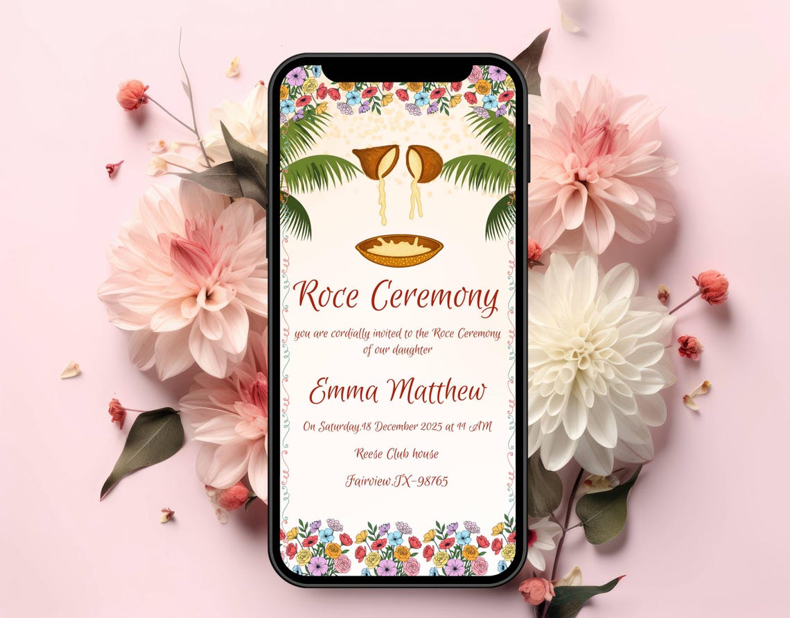 Roce Ceremony Mobile Invitation: Goan Pre-wedding Ritual (digital ...