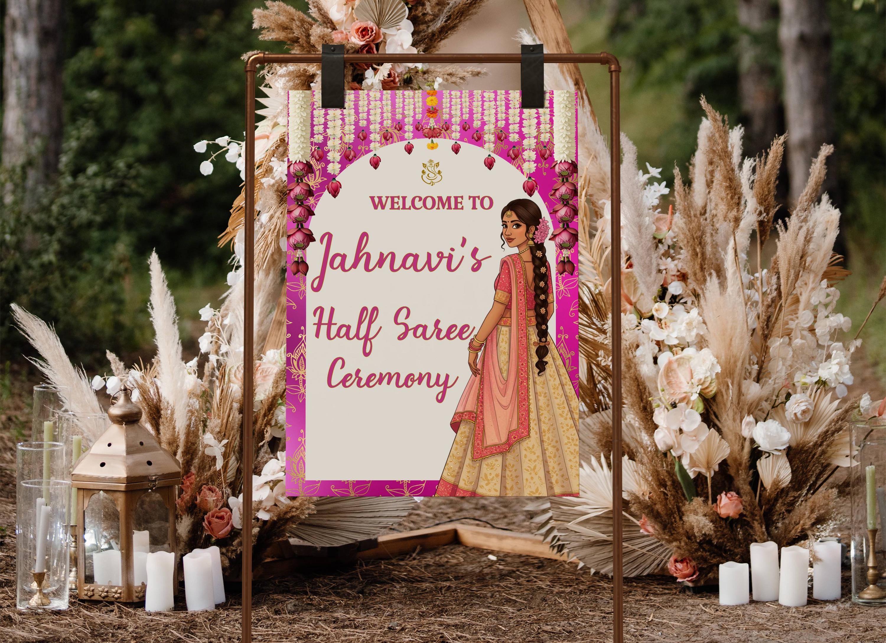 Half Saree Ceremony Welcome Sign: Ritu Kala Samskara Poster (digital ...