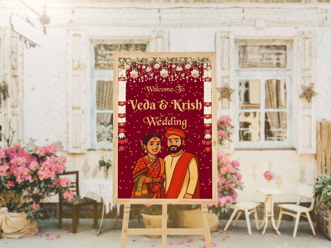 Maharashtrian Wedding Welcome Sign, Indian Wedding Welcome Board for ...