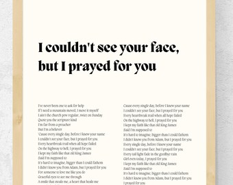 Song Prayed for You Matt Stell - Etsy