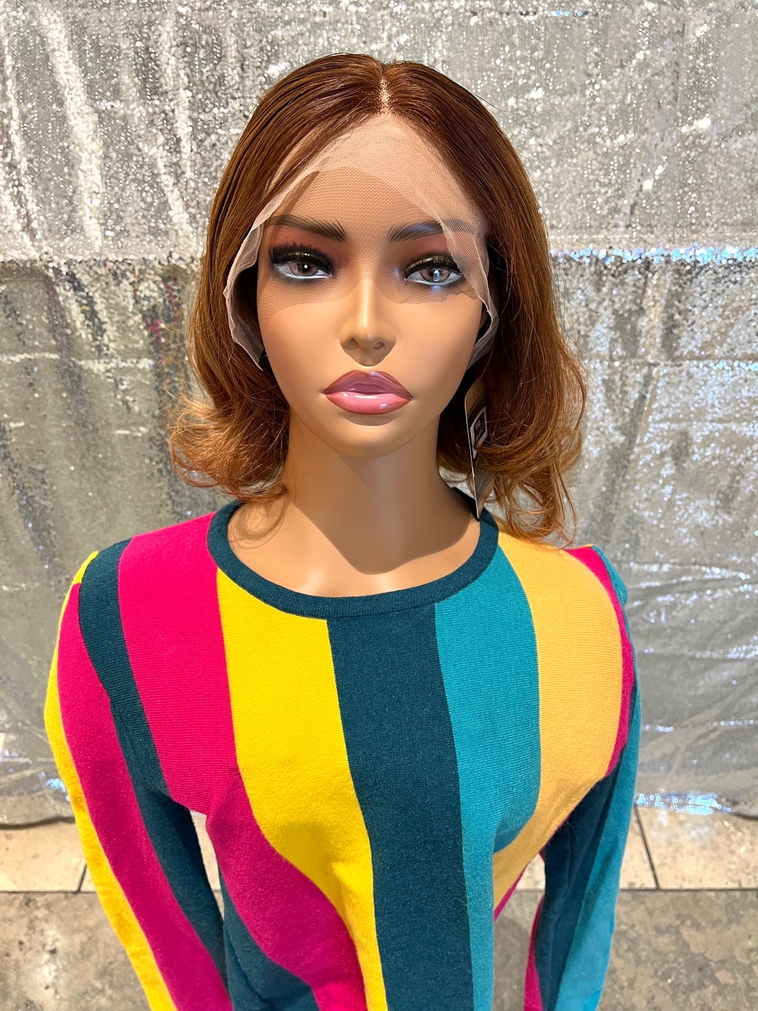 Light Brown Human Hair Wig With Highlights Transparent Lace - Etsy