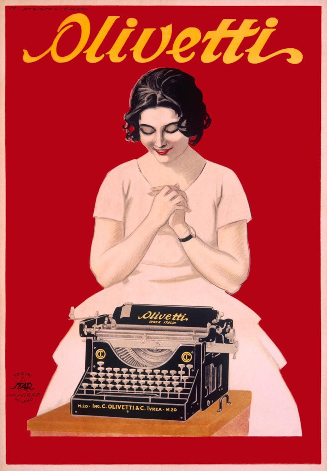 Olivetti Office Typewriter Poster 0000-6980 - Etsy