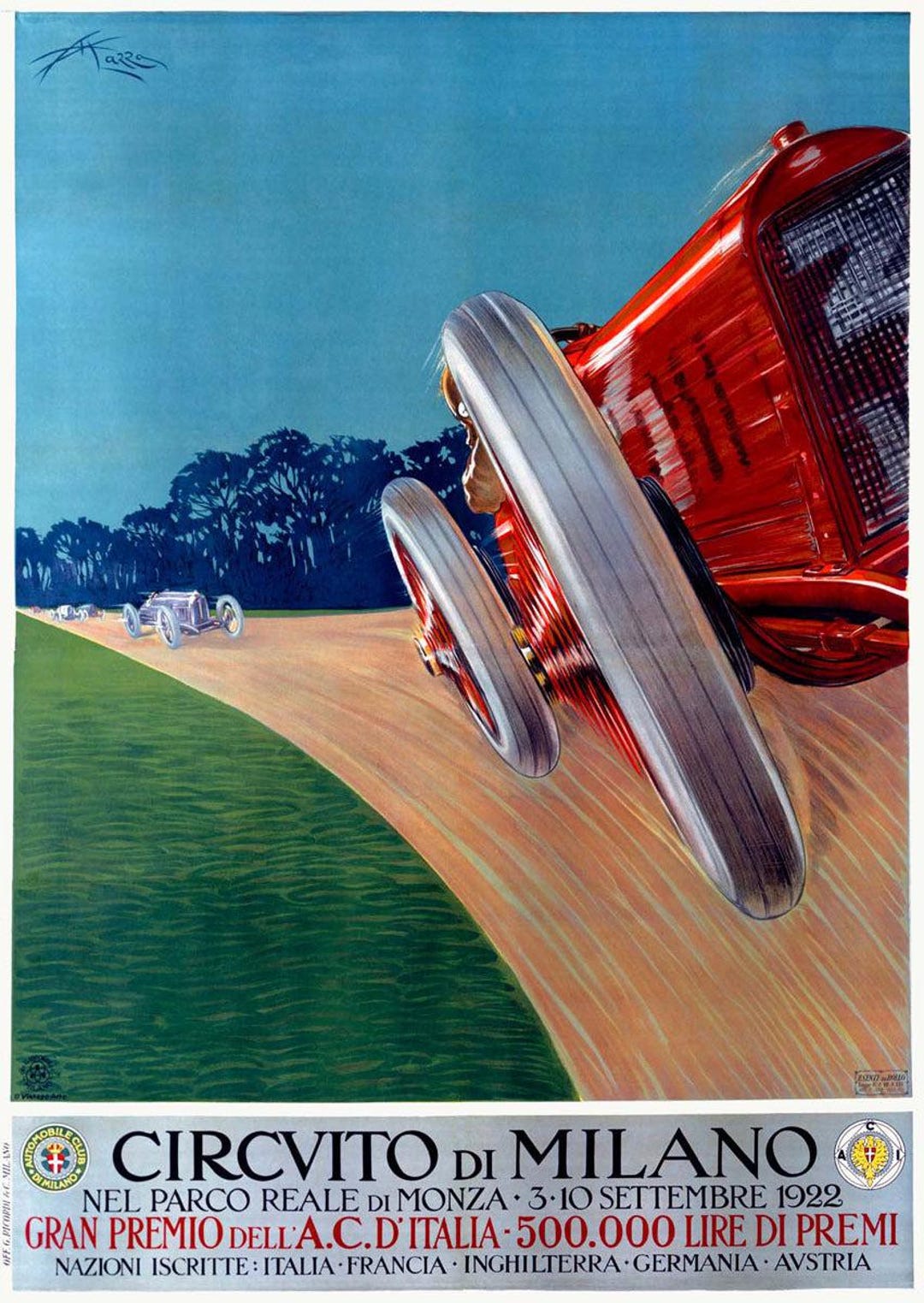 Vintage Poster Mazza Aldo Circuit De Milan Grand Prix Italy Poster 0000 ...