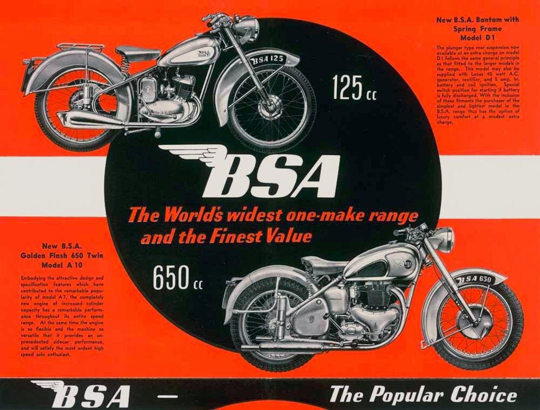 Vintage Poster British Bsa Motorcycle 650 125 0000-4762 - Etsy