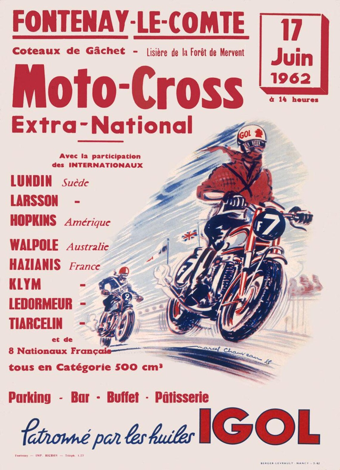 French Motocross Motorcycle Poster 0000-8023 - Etsy