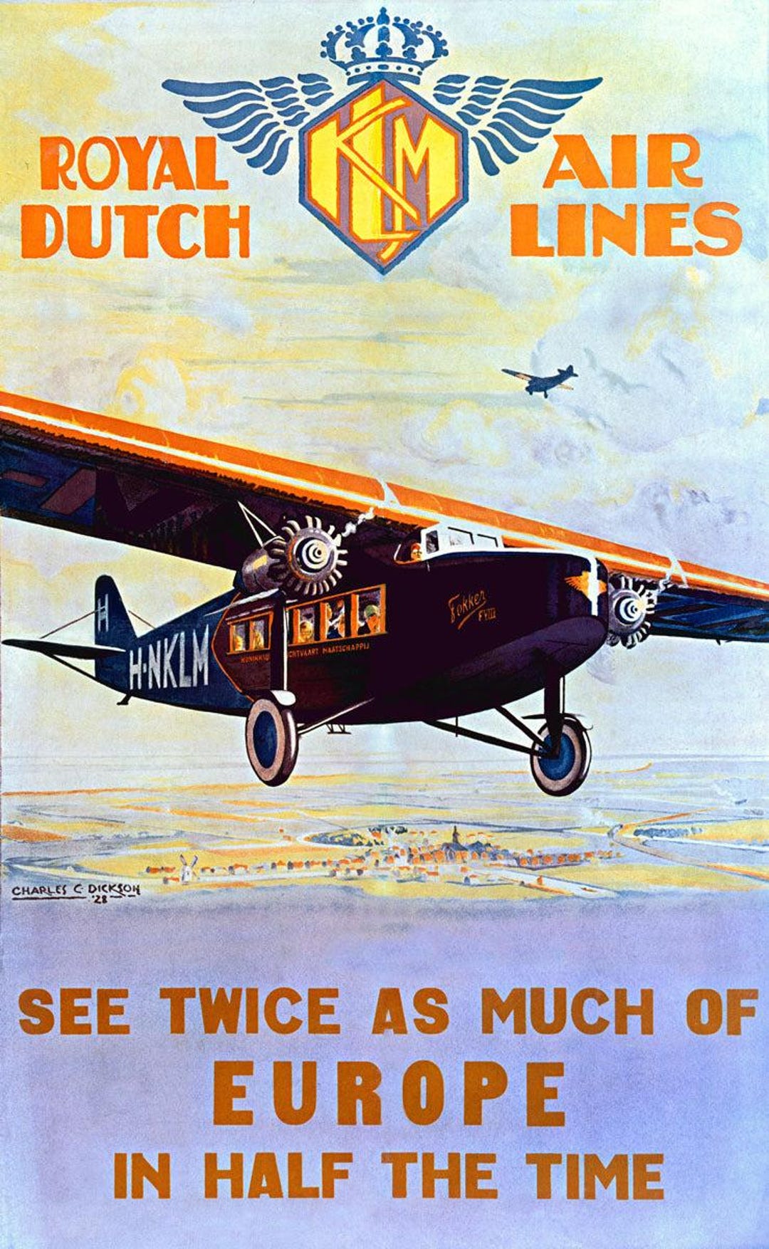 KLM Royal Dutch Airline Poster 0000-3810 - Etsy