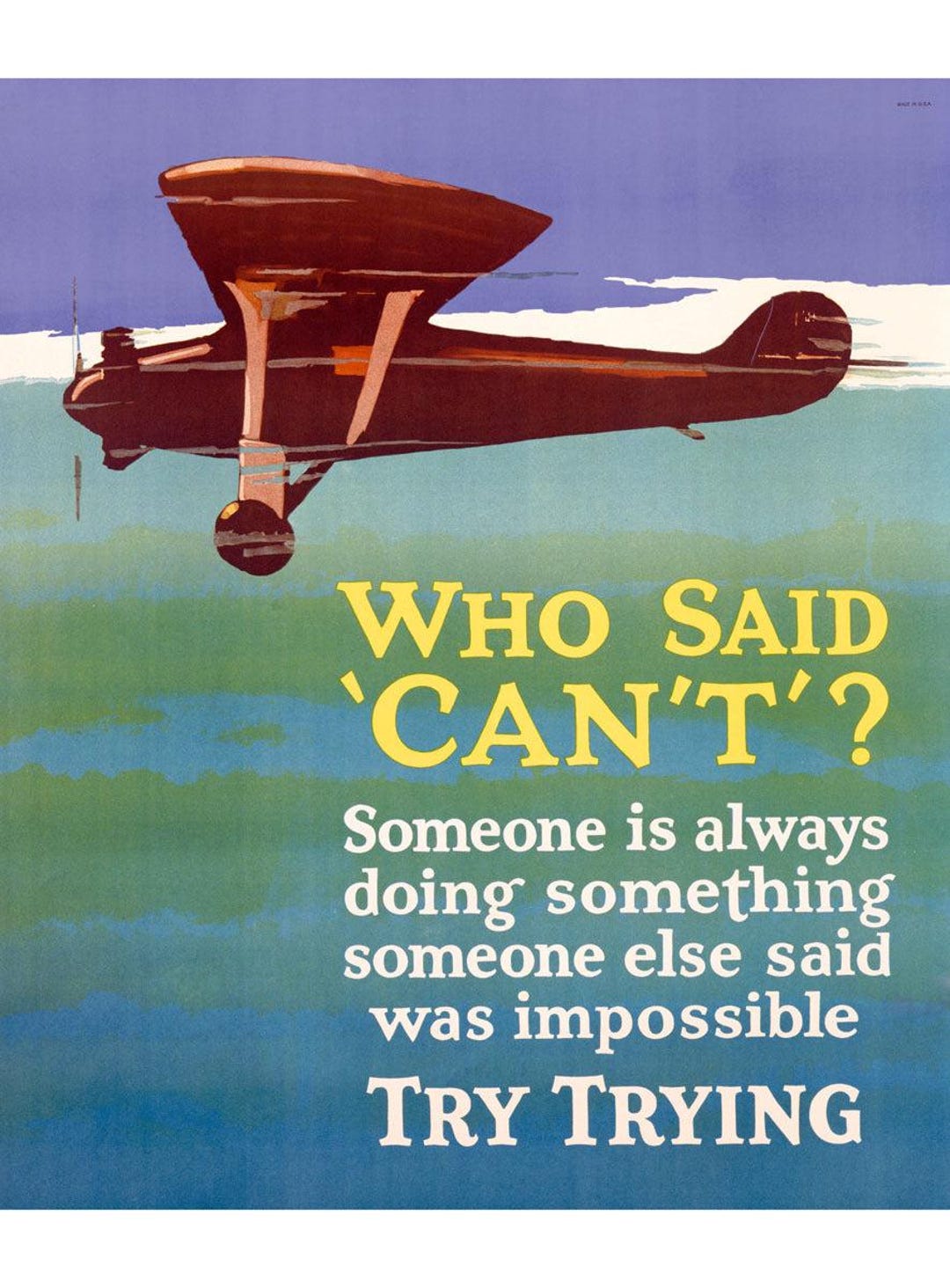 Try Trying Success Motivational Poster 0000-4378 - Etsy