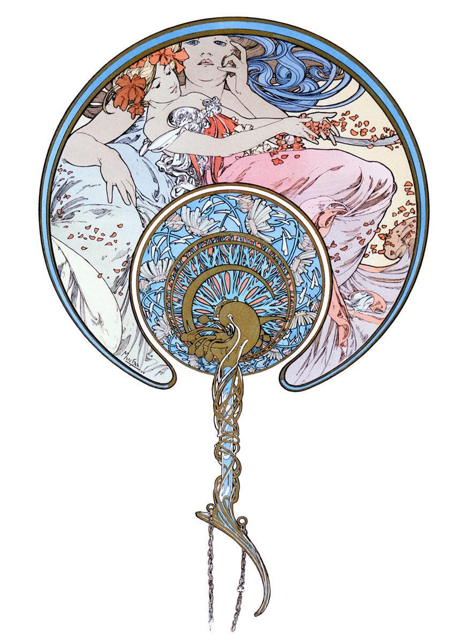 Mucha Nouveau Fan Design Poster 0000-4410 - Etsy