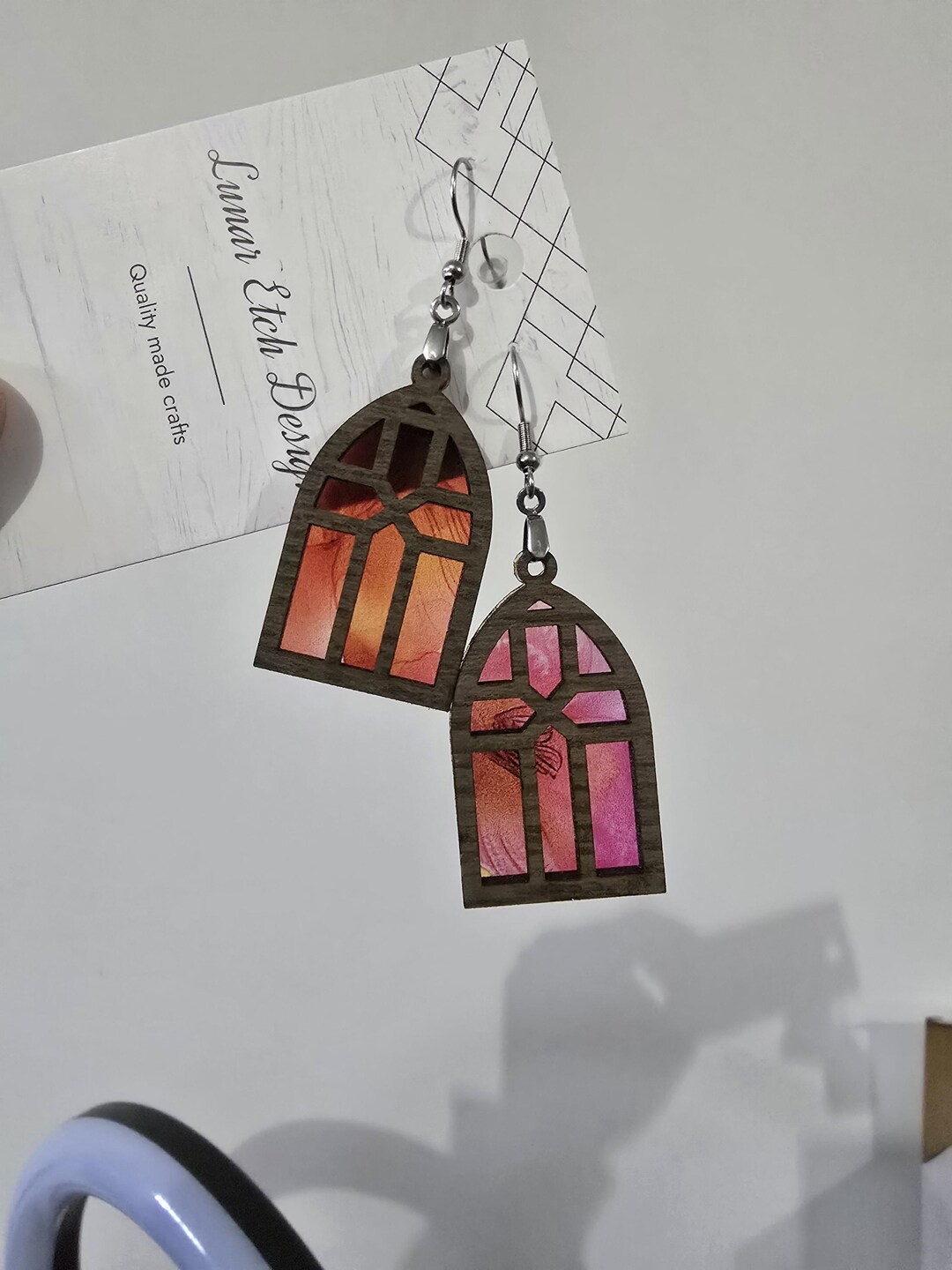 Cross Earrings Stain Glass Window Earrings Easter Earrings Church ...